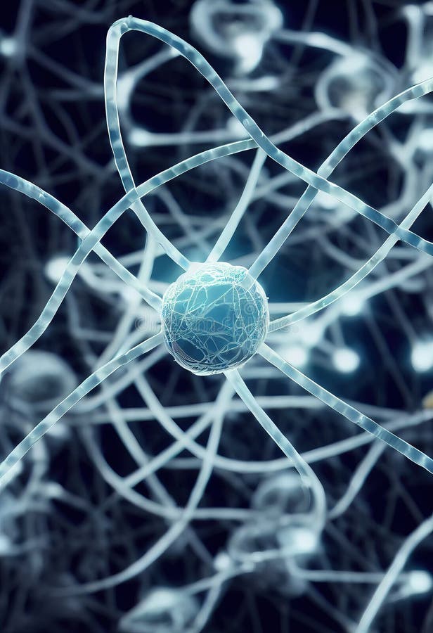 Infinite Neural Pathways. Lustrous Orb Enveloped by the Azure Web of ...