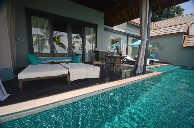 Infinite pool villa resort stock image. Image of traveling - 33389239