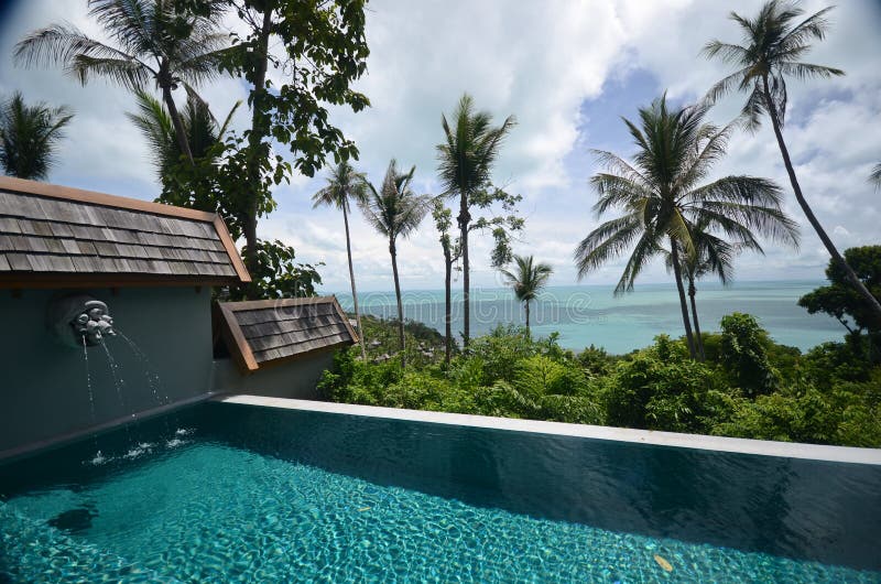 Infinite pool villa resort stock image. Image of private - 33389473