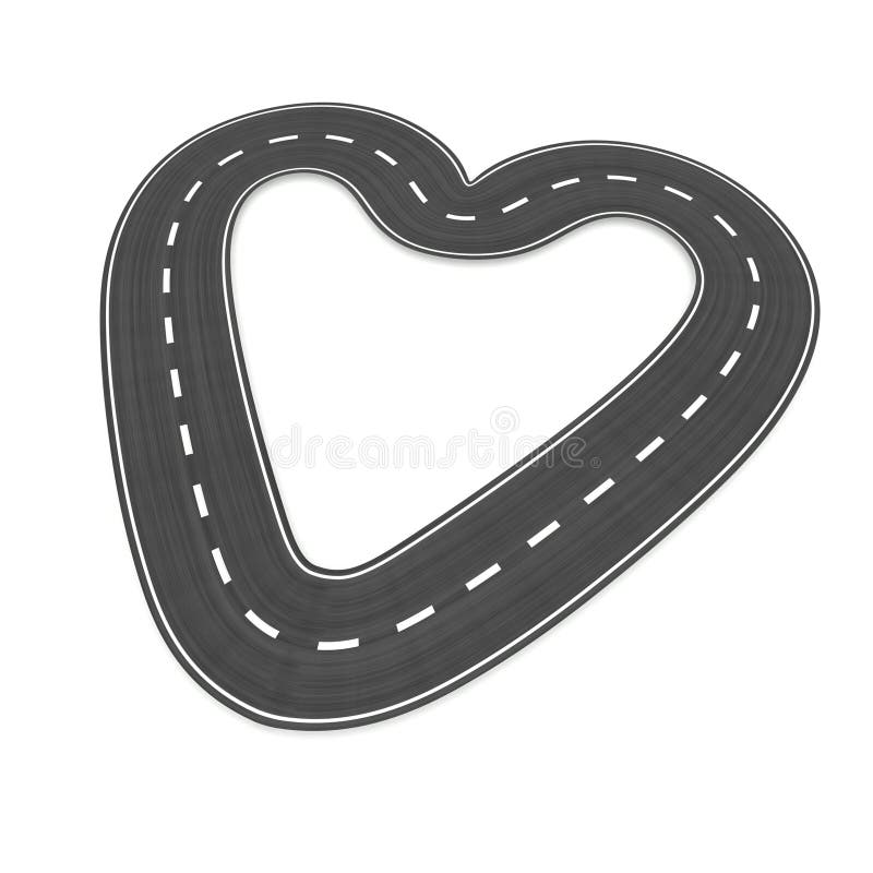 Infinite Road in Heart Shape Stock Illustration - Illustration of road ...