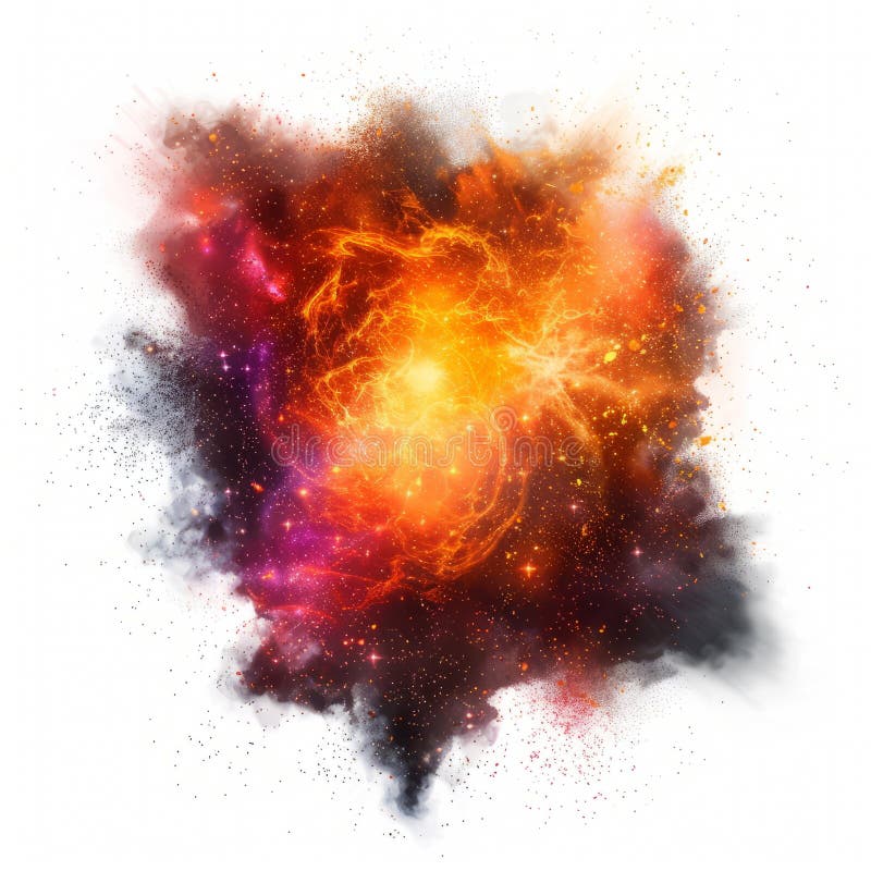 Infinite Space Dust Explosion on White Background Stock Image - Image ...