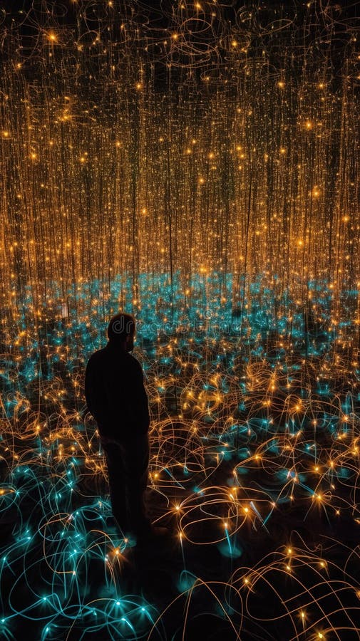 Infinite Space Pierced with Thousands Glowing Fire Threads, Which are ...