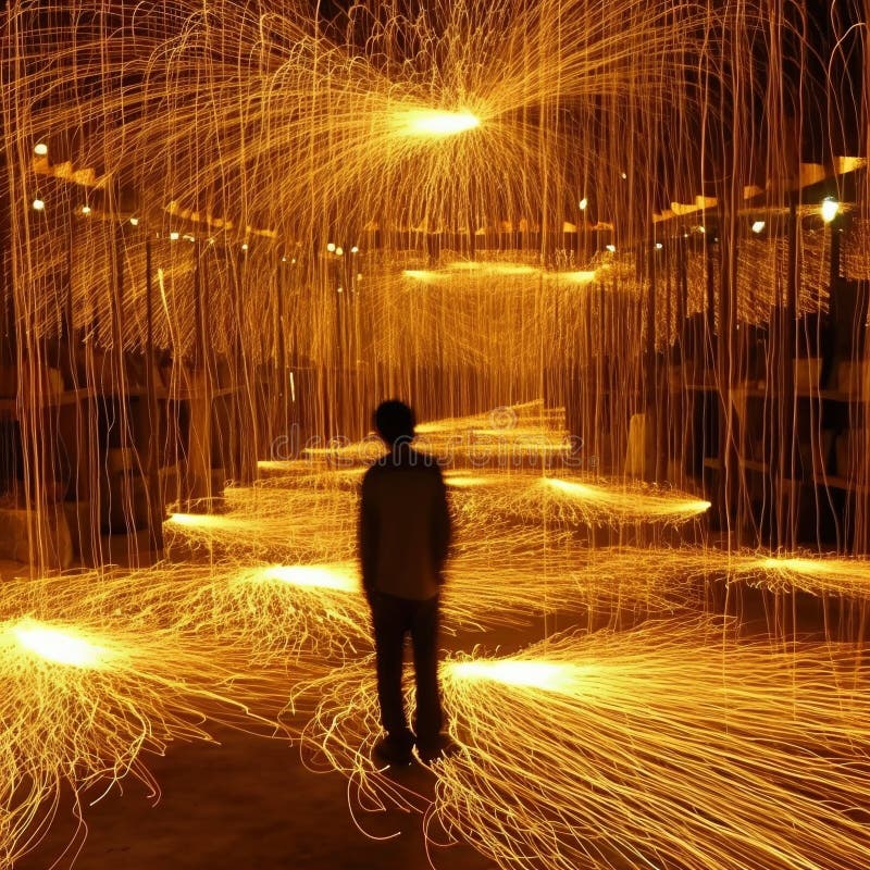 Infinite Space Pierced with Thousands Glowing Fire Threads, Which are ...