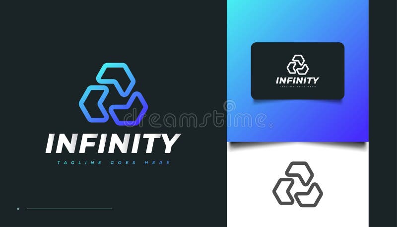 Infinite Triangle Logo Design in Blue Gradient for Business or ...