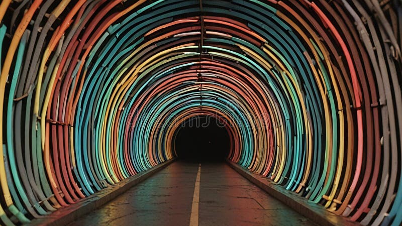 Infinite Tunnel of Warped Gradient Lines Stock Illustration ...