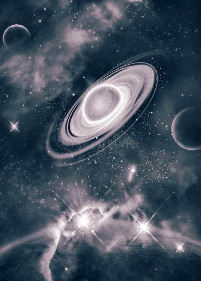 An Infinite Universe with Planets and Galaxies Stock Illustration ...