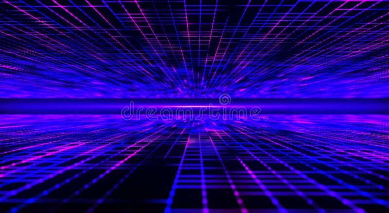 Infinite Wireframe Grid. Futuristic Retro Style Background ...
