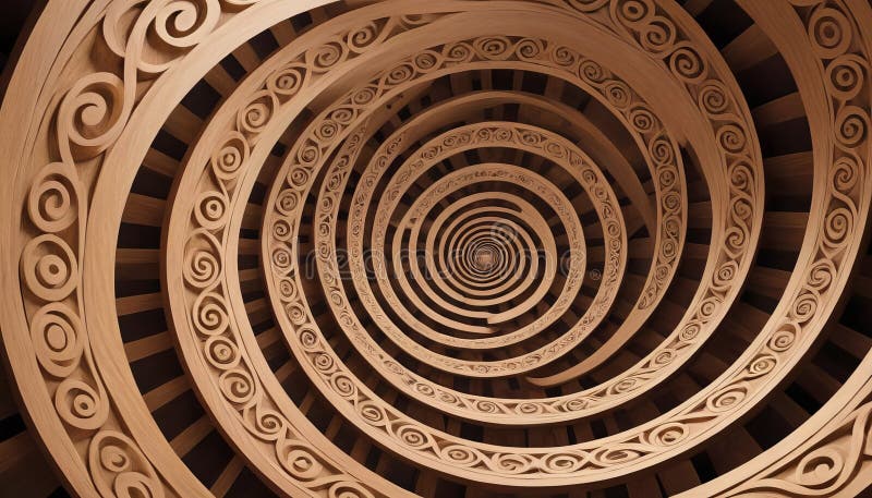 Infinite Wooden Spiral Structure Stock Photo - Image of wooden ...