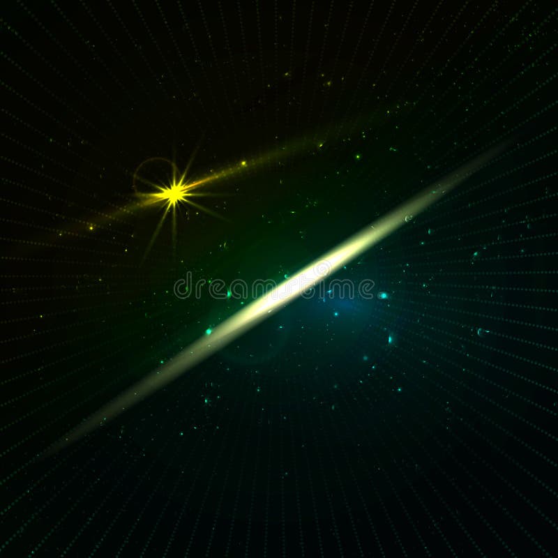 Infinity Abstract Background with Stars and Neon Light in Dark Green ...