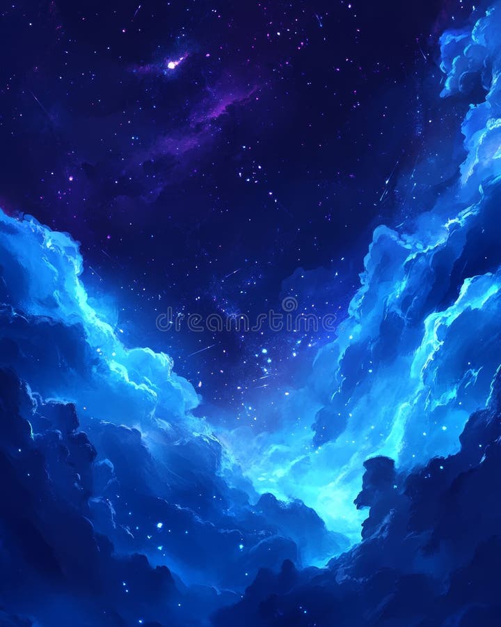 Infinity Blue Cosmic Vortex in Starry Sky - an Otherworldly Blue Vortex ...