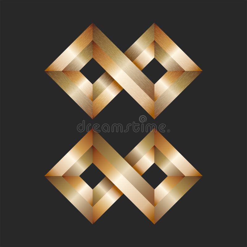 Infinity Brass Logo 3d Shape, Sharp-angled Shiny Metallic Shabby Two ...