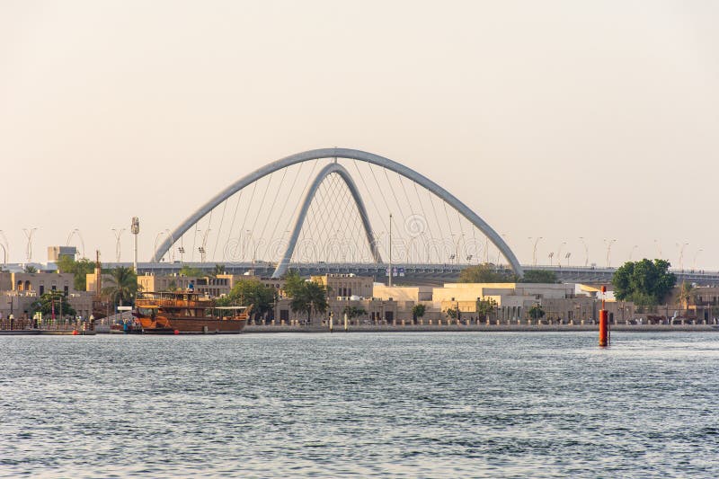 Infinity Bridge in Deira District. Famous Landmark in Dubai City ...