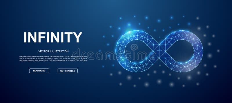 Infinity 3d Low Poly Symbol with Connected Dots for Blue Landing Page ...