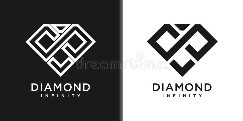 Infinity Diamond Logo with Infinity Line Art Style. Premium Vector ...