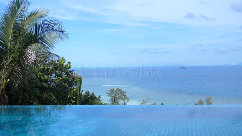 Infinity Edge of Swimming Pool with Beautiful Sea View Stock Image ...