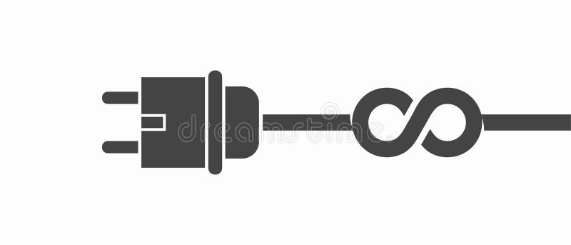 Infinity Electricity with Electric Plug Vector Illustration Background ...