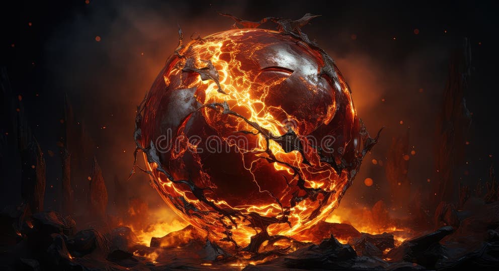 Infinity Fire Globe 3D Model with Expressive Dramatic Backdrop Stock ...