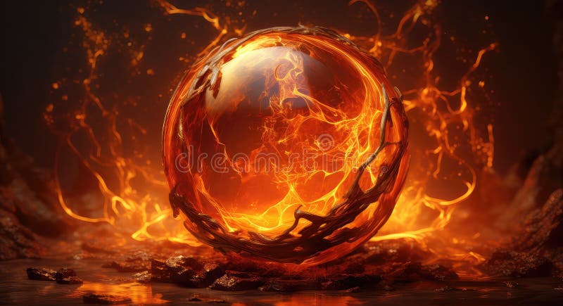 Infinity Fire Globe 3D Model with Expressive Dramatic Backdrop Stock ...