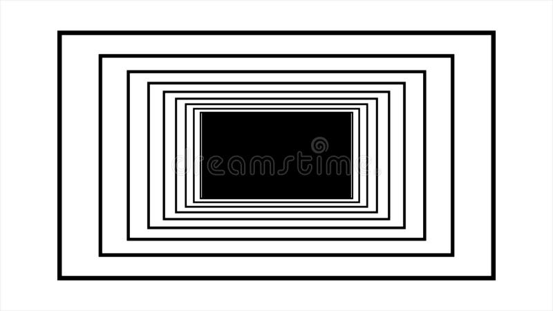 Infinity Flight through Black Rectangle in Tunnel. Seamless Geometric ...