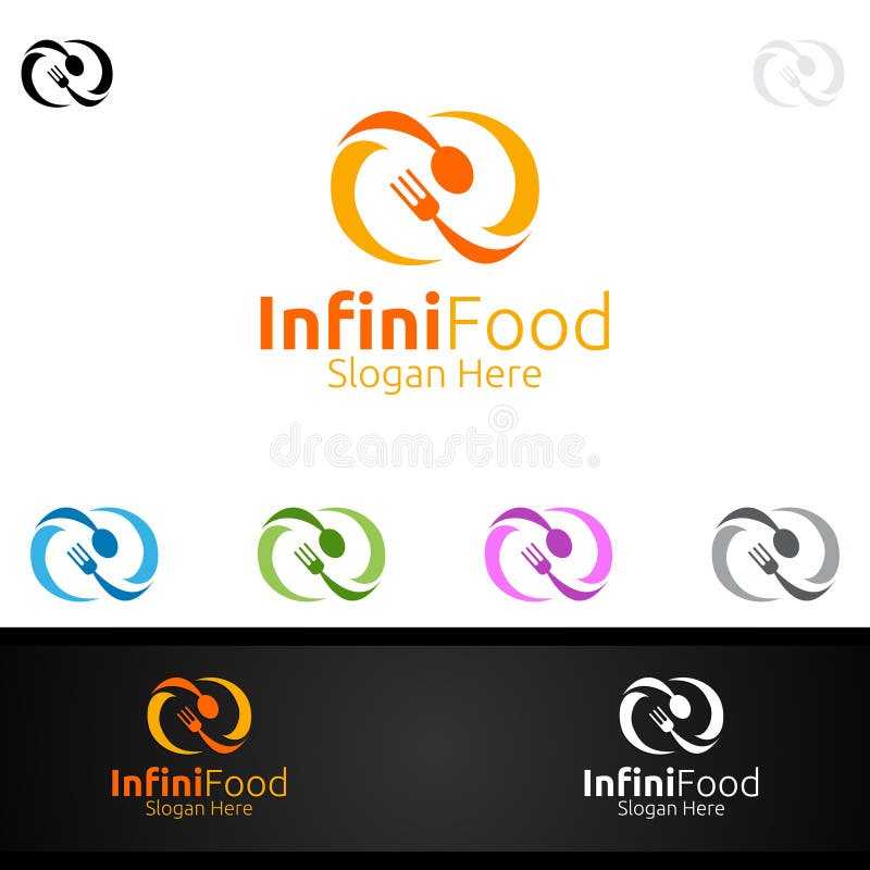 Infinity Food Logo for Restaurant or Cafe Stock Vector - Illustration ...