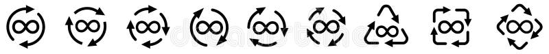 Infinity Icon in Arrows Forming Cycle, Two Three and Four Arrow Version ...