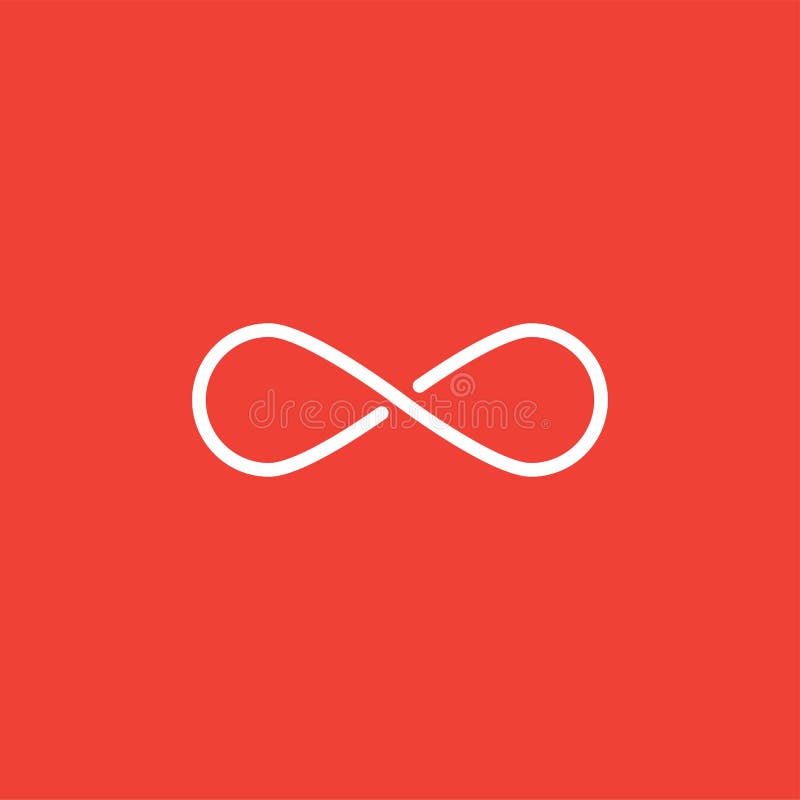 Infinity Line Icon on Red Background. Red Flat Style Vector ...