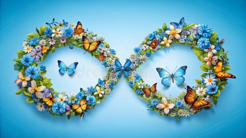An Infinity Loop of Butterflies and Forget-me-nots Seamlessly Blending ...