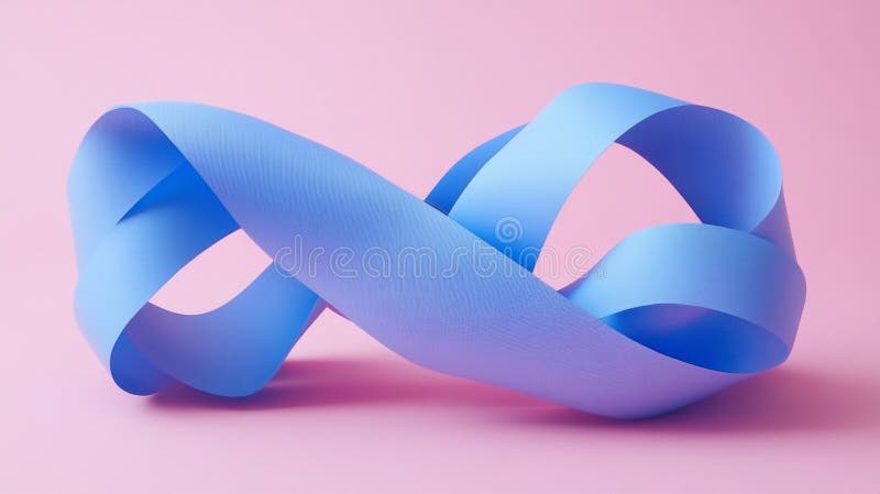 Infinity Loop Created with Blue Mobius Ribbon on Soft Pink Background ...