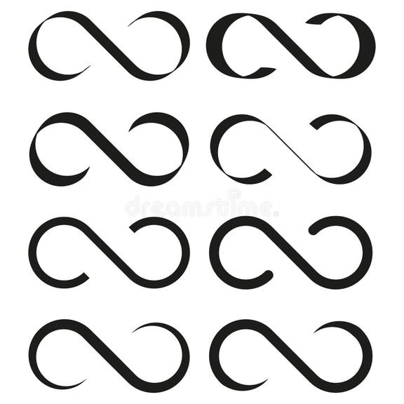 Infinity Loop Icons. Endless Symbol Shape. Repeating Curved Figure ...