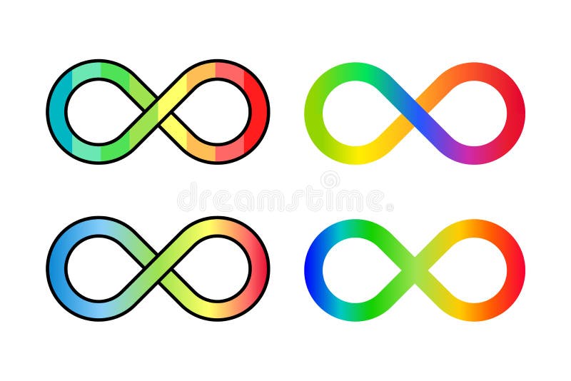 Infinity Loop Rainbow Icon Set. Neurodiversity Concept. Autism ...