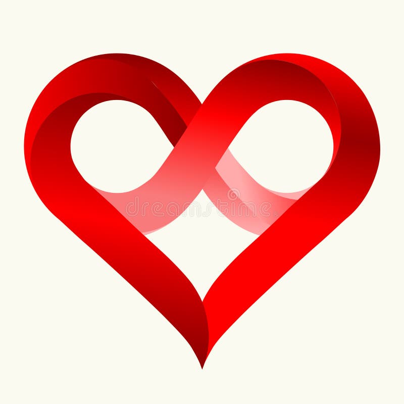 Infinity Love Heart in Flat Style with Shadows. Isolated on White Stock ...