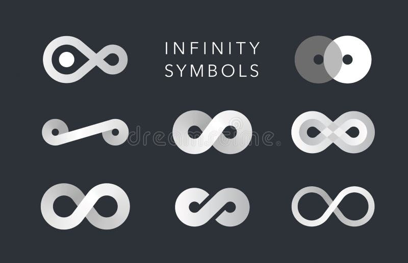 Infinity Monochrome Symbols Vector Set Stock Vector - Illustration of ...