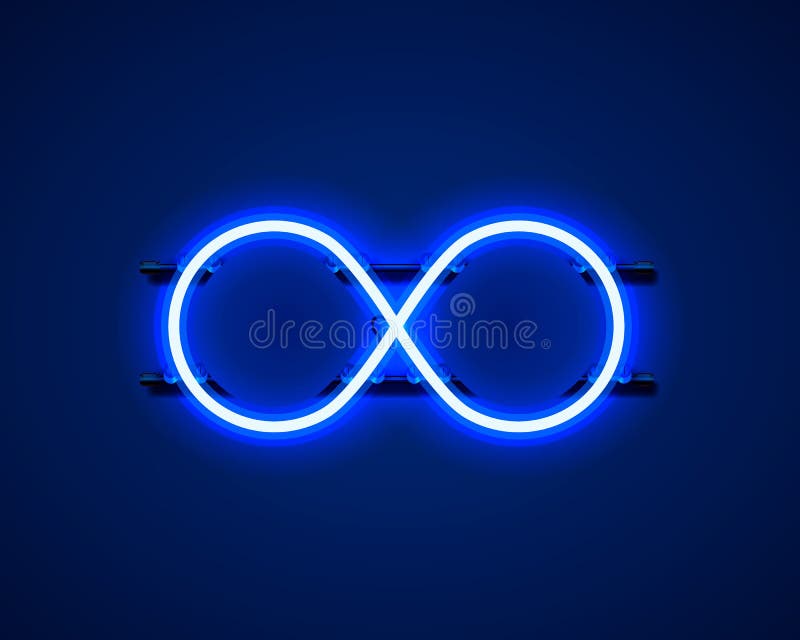 Infinity Neon Symbol on the Blue Background. Stock Vector ...