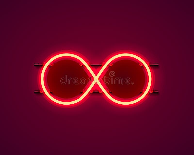 Infinity Neon Symbol on the Red Background. Stock Vector - Illustration ...
