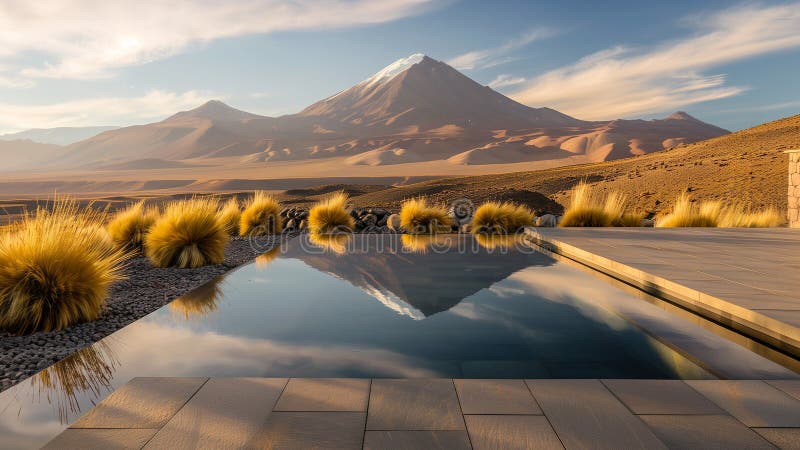 Infinity Outdoor Pool in the Valley with Mountain Views. Stock ...