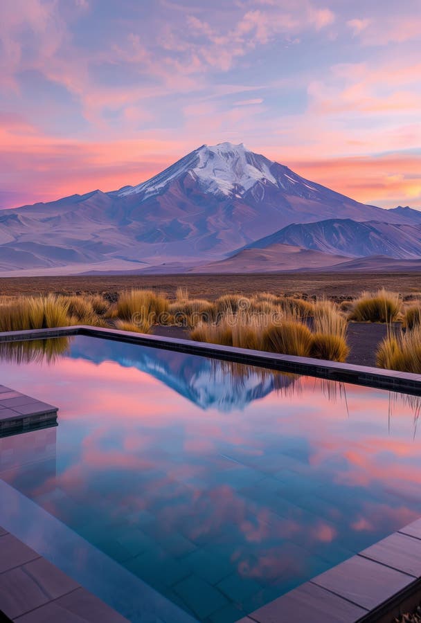 Infinity Outdoor Pool in the Valley with Mountain Views. Stock ...