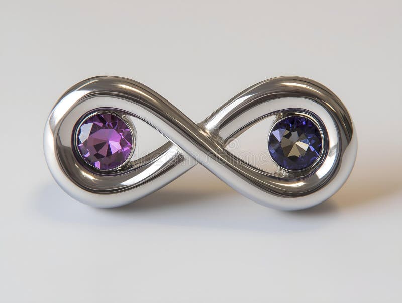 Infinity Pendant, Purple and Blue Gemstones, Silver Setting, Subtle ...