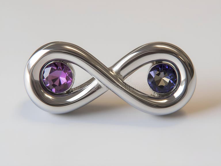 Infinity Pendant, Purple and Blue Gemstones, Silver Setting, Subtle ...