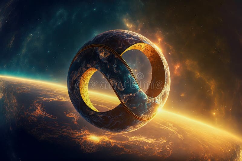 Infinity Planet in Space with Stars and Sunlight Concept, Generative AI ...