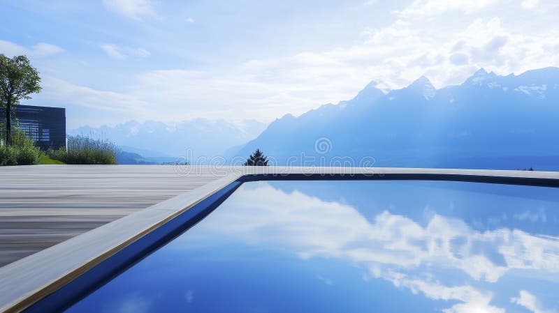 Infinity Pool in an Alpine Setting. AI Generated Stock Illustration ...