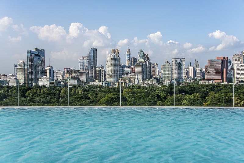 Infinity Pool on Bangkok City Editorial Photography - Image of downtown ...