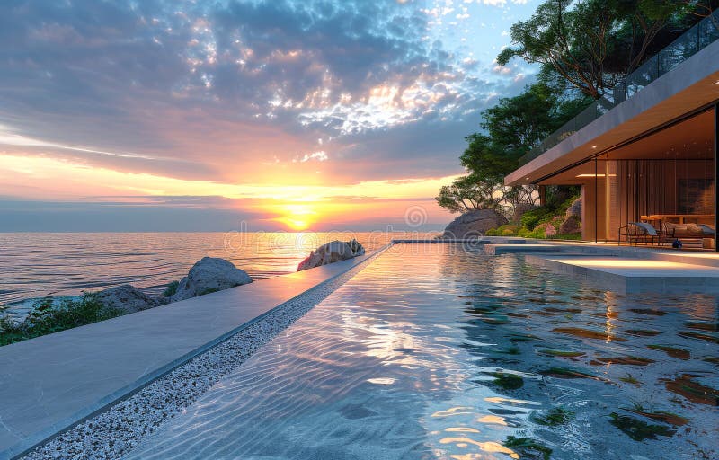 Infinity Pool on the Bright Summer Day Stock Image - Image of ...