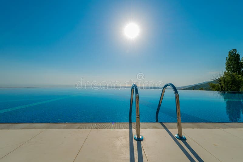 Infinity Pool on the Bright Summer Day Stock Image - Image of idyllic ...