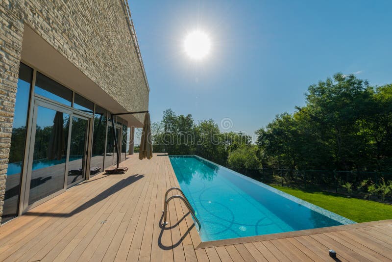 Infinity Pool on the Bright Summer Day Stock Photo - Image of lifestyle ...