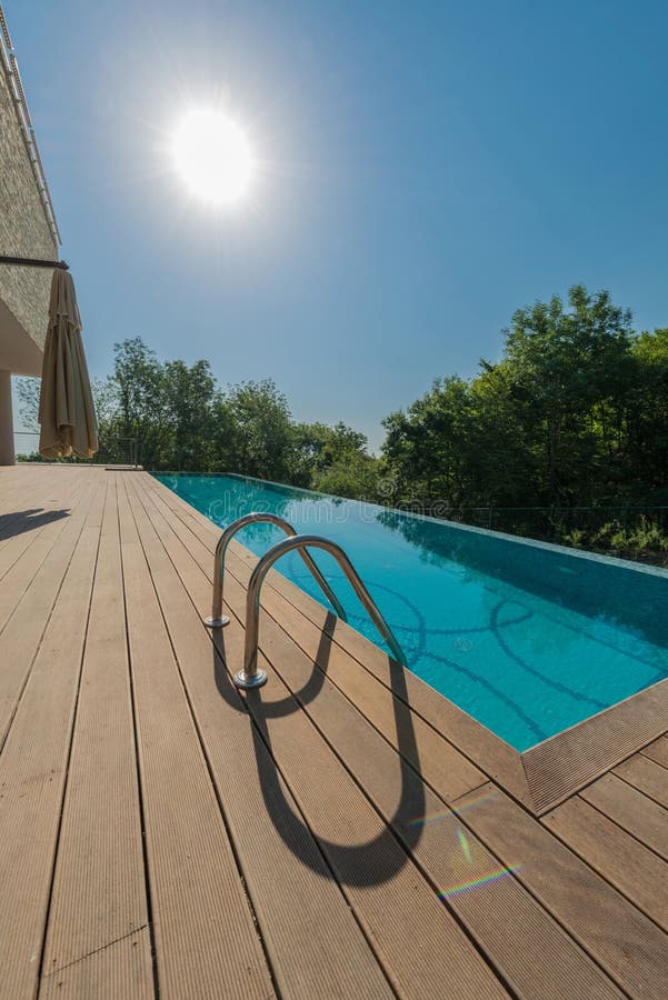 Infinity Pool on the Bright Summer Day Stock Image - Image of horizon ...