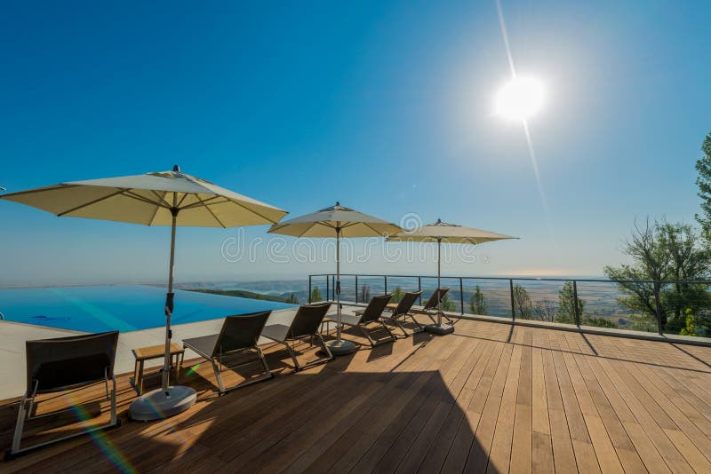 Infinity Pool on the Bright Summer Day Stock Photo - Image of blue ...
