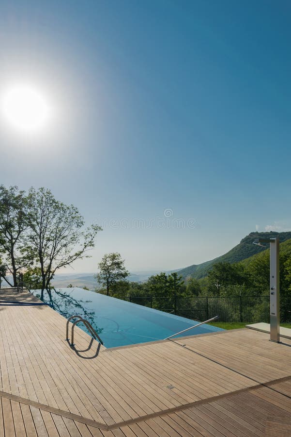 Infinity Pool on the Bright Summer Day Stock Image - Image of hotel ...