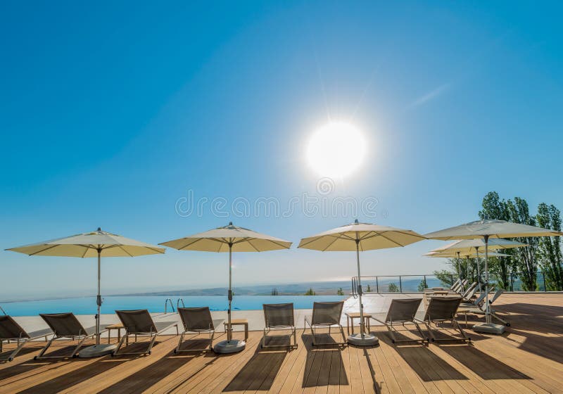 Infinity Pool on the Bright Summer Day Stock Photo - Image of island ...