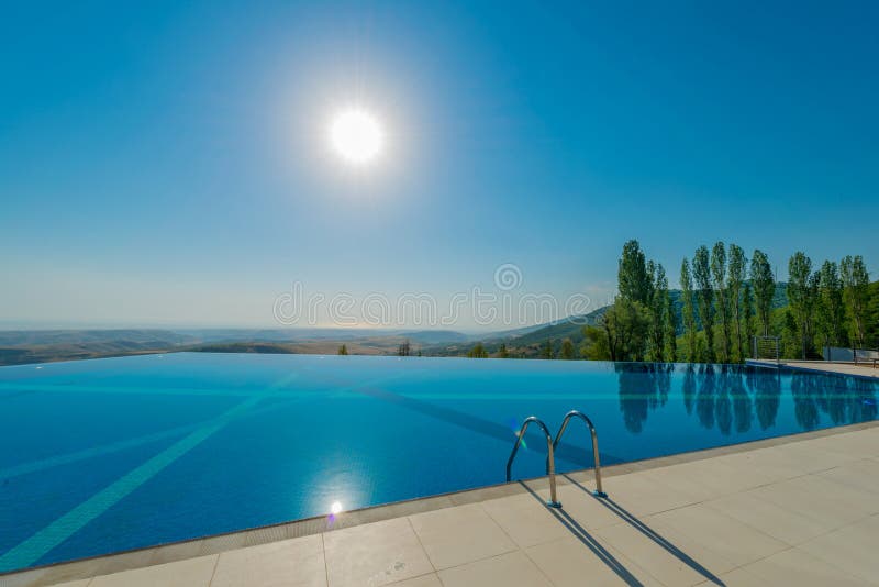Infinity Pool on the Bright Summer Day Stock Photo - Image of beautiful ...