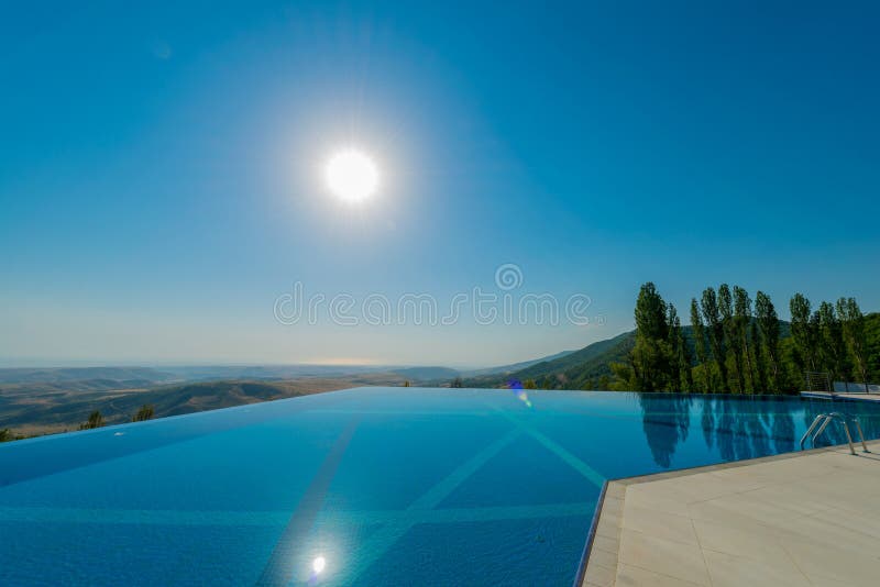 The Infinity Pool on the Bright Summer Day Stock Image - Image of ...